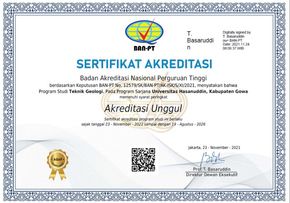 Akreditasi | Department of Geology Engineering | Universitas Hasanuddin