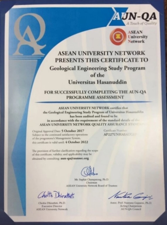 Akreditasi | Department of Geology Engineering | Universitas Hasanuddin